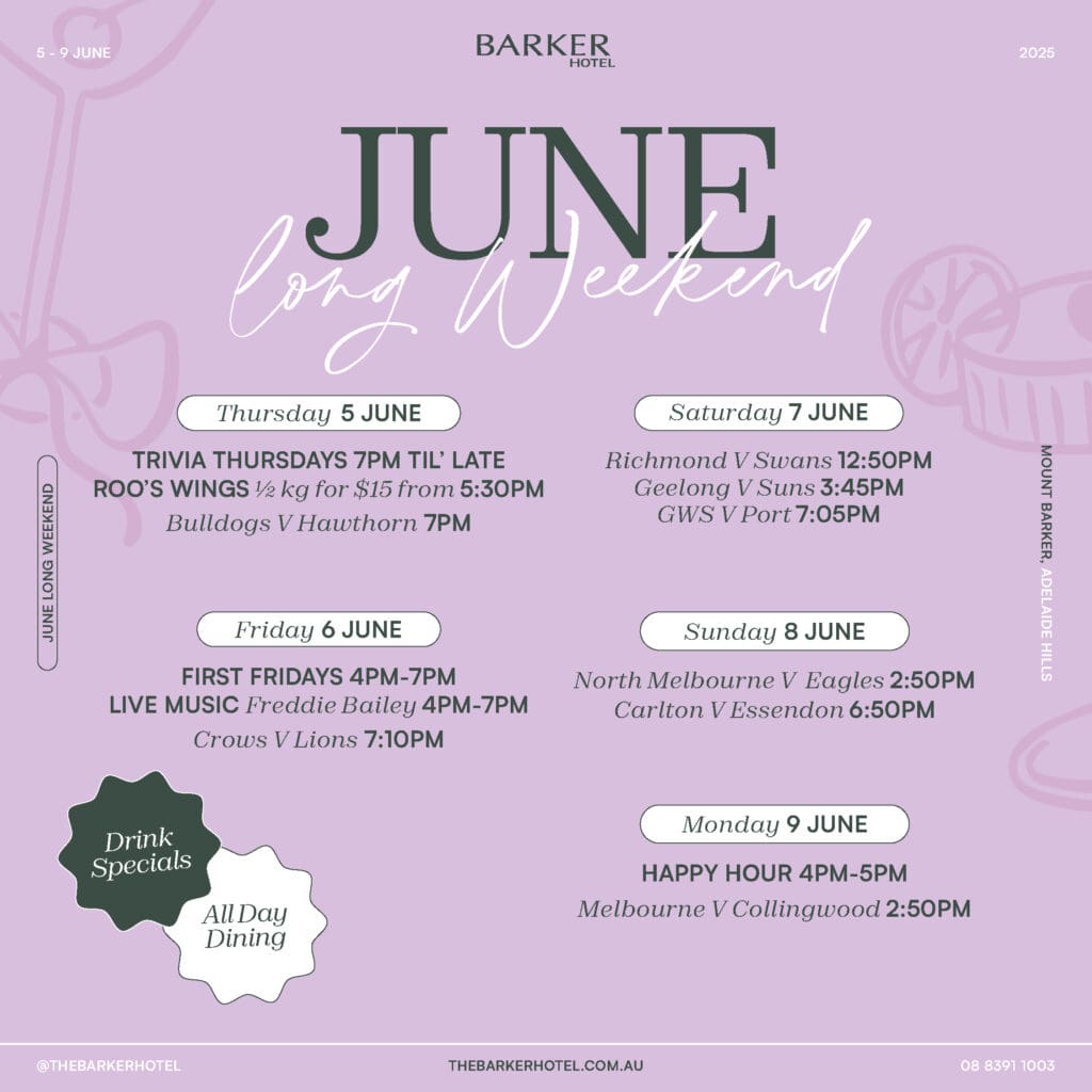June Long Weekend - Barker Hotel