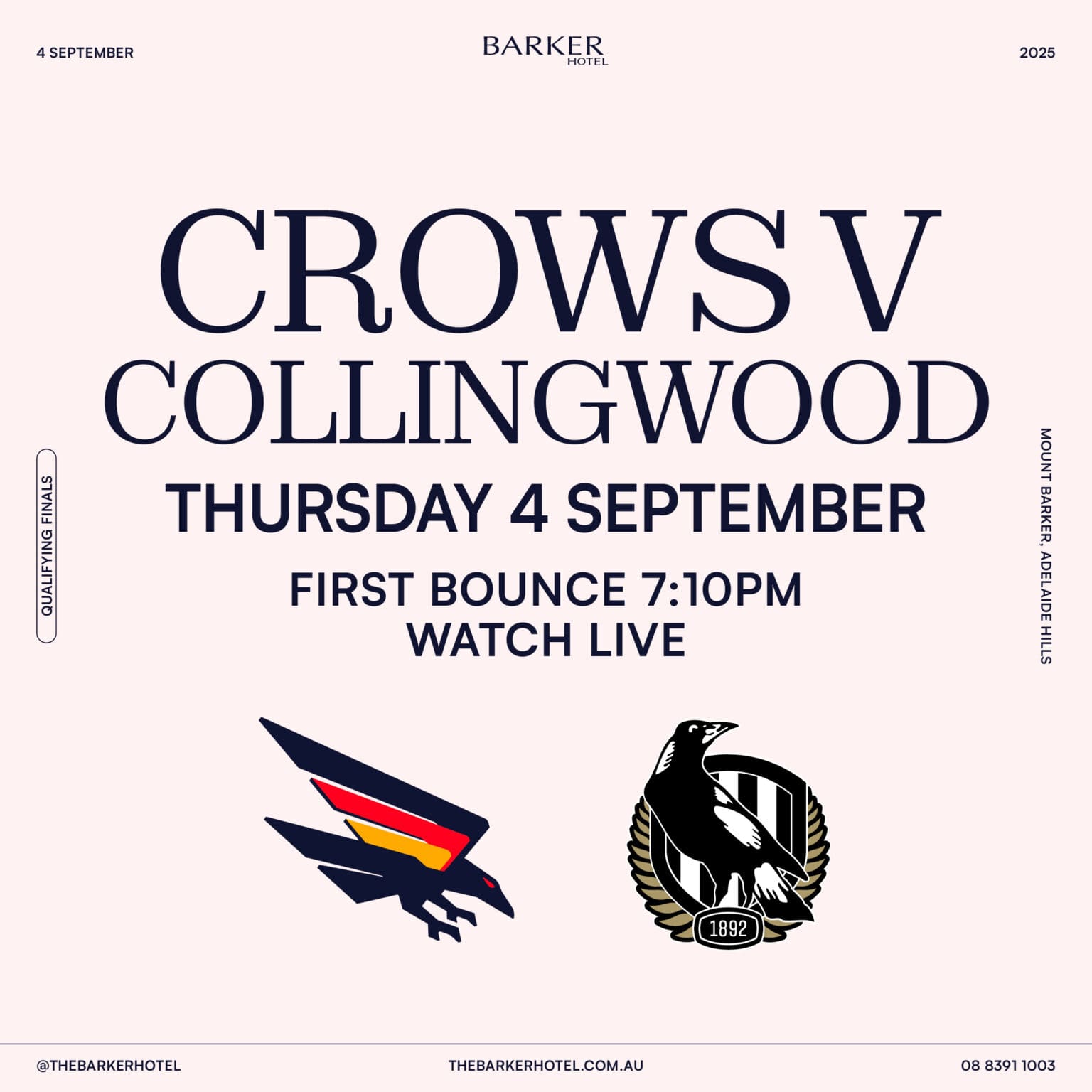 Crows vs Collingwood - Barker Hotel